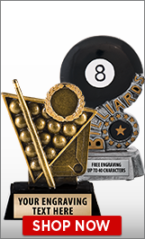 Billiards Trophies - Billiards Medals - Billiards Plaques and Awards