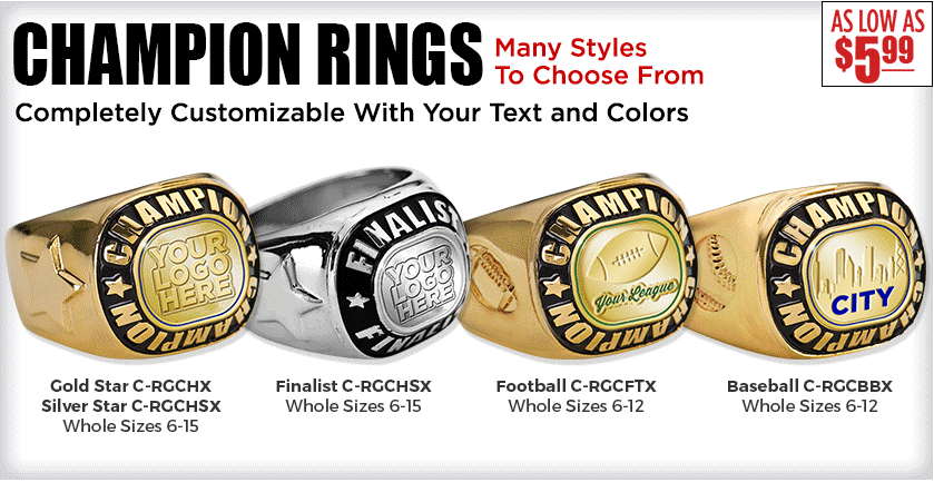 Custom Championship Rings | School Sports Champion Rings and More!